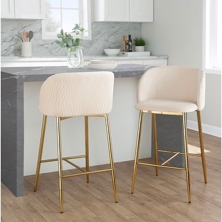 Lumisource Waves Counter Stool in Chrome and Silver Velvet - Set of 2 ...