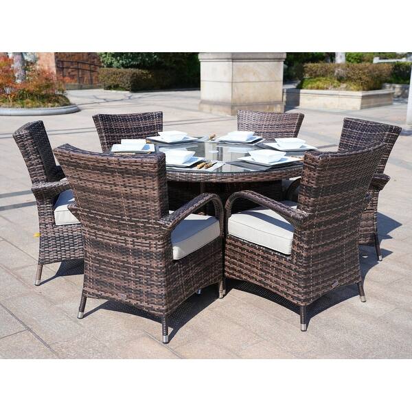 Eton 7-piece Rattan Dining Set with 6 Armchairs - Bed Bath & Beyond ...