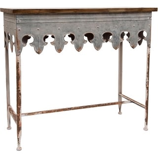 Scalloped Edge Metal Table with Wood Top - Bed Bath & Beyond - 43766413