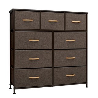 HomeRoots 39" Brown Steel and Fabric Nine Drawer Triple Dresser - Bed ...
