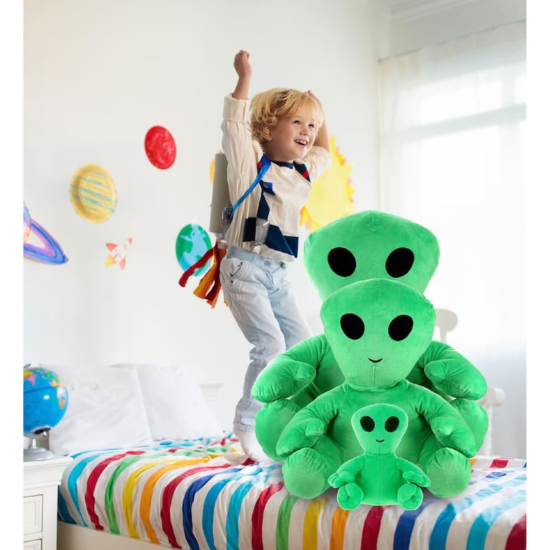 DolliBu Plush Alien Stuffed Toys - Soft Huggable Green Alien Plush Kit ...