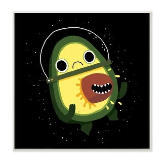 Stupell Green Frowning Avocado Seed Outer Space Astronaut Wood Wall Art ...