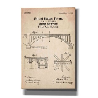 Epic Graffiti 'Arch Bridge Blueprint Patent Parchment' Canvas Wall Art ...