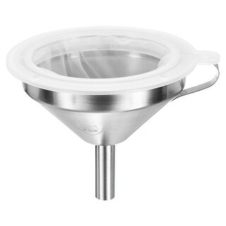 5.1" Dia Stainless Steel Kitchen Funnel with 100 Mesh Strainer - 100 ...