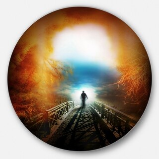 Designart 'Life after Death Tunnel' Modern Landscape Disc Metal Artwork ...
