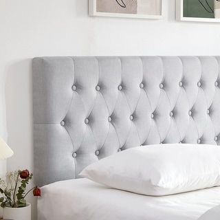 Tufted Upholstered Queen Size Bed Headboard in Button Design,Adjustable ...