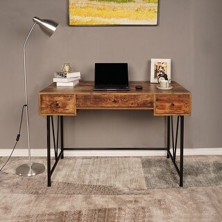 Retro Color Particleboard Paste Triamine Computer Desk with 3-Drawer ...