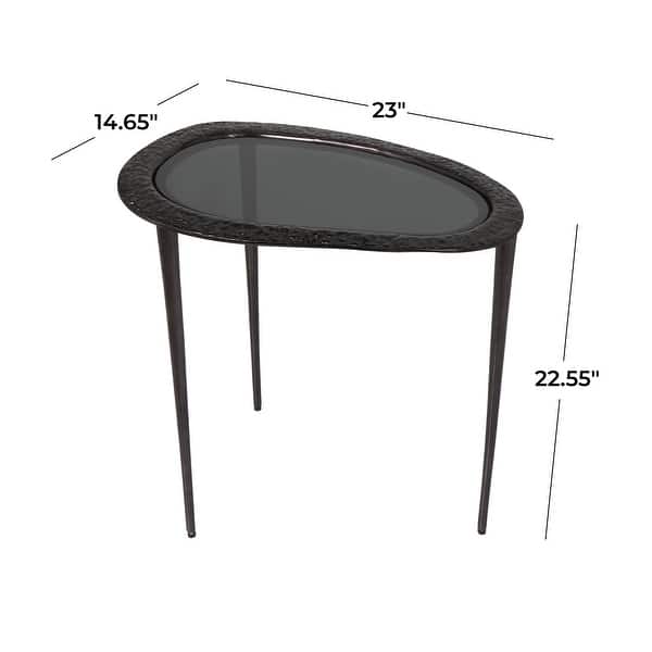 Black Aluminum Metal Abstract Oval Shaped Accent Table with Shaded ...