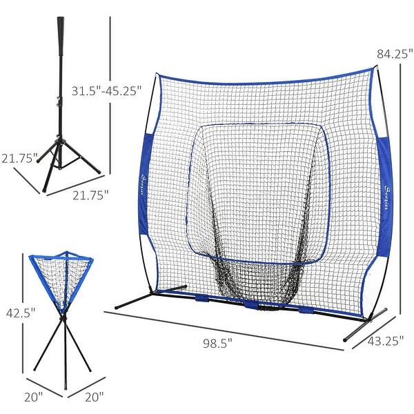 Soozier 7.5' x 7' Portable Baseball Batting Net Set with Catcher Net ...