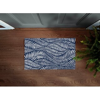 WAVING FERN NAVY with Rubberized non-slip Backing Indoor|Outdoor Mat By ...