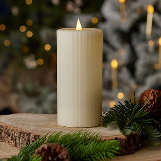 Fine Ribbed Motion Flameless Candle 3x7 Ivory - Bed Bath & Beyond ...