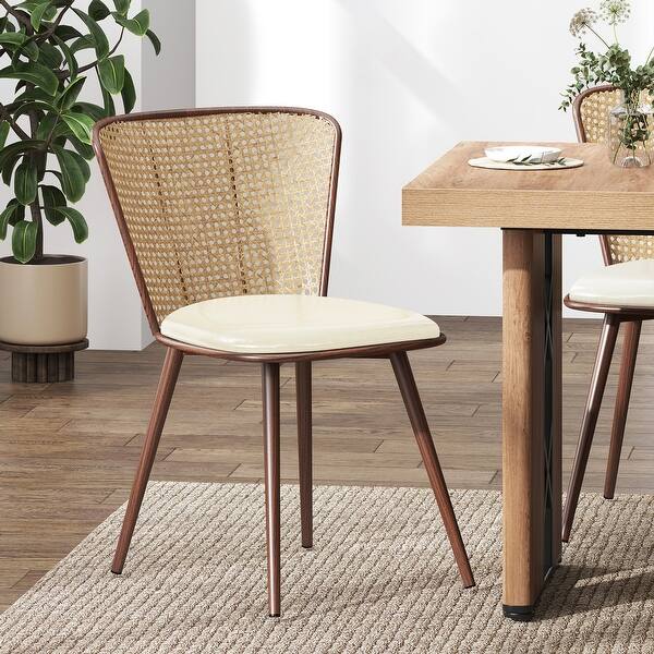 2 Piece PU Upholstered Rattan Dining Chairs - On Sale - Bed Bath ...