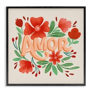 Stupell Amor con Flores Rojas Framed Giclee Art Design By Gia Graham ...