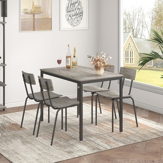 5-Pcs Dining Kitchen Set, Metal Frame Table & 4 Ergonomic Dining Chair ...