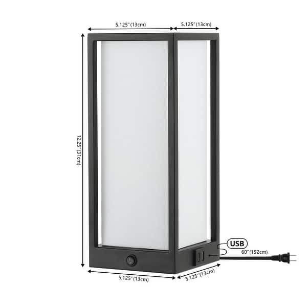 SAFAVIEH Lighting Adel 5 x 12-inch Rectangular Table Lamp with USB ...