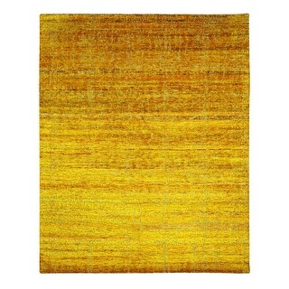 Shahbanu Rugs Gold Color Hand Knotted Contemporary Design Densely Woven ...