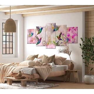 Animal Canvas Wall Art - Colourful Hummingbirds Pink - 5 Pieces - Multi ...
