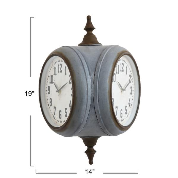 Decorative Metal Double Sided Wall Clock with Distressed Finish - Bed ...