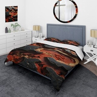 Designart "Black and red volcano stone" Stone Geode Bedding Cover Set ...