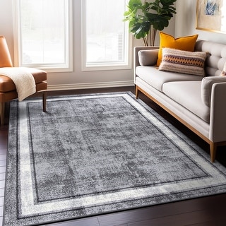 World Rug Gallery Contemporary Distressed Bordered Area Rug - Bed Bath ...