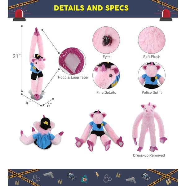 DolliBu Unicorn Long Arms Police Officer Plush Toy w/ Uniform and Cap ...