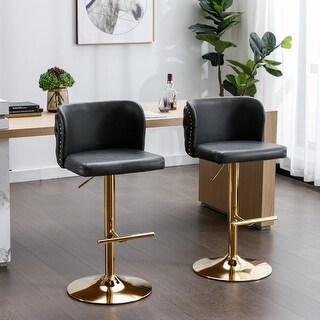 Modern PU Swivel Barstools w/Back for Home Pub Kitchen,Set of 2 - Bed ...