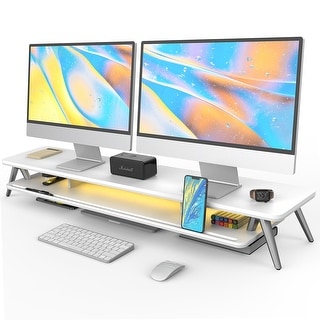 Fenge Dual Monitor Stand, 42.5 Inch Monitor Stands with 12 Color LED ...