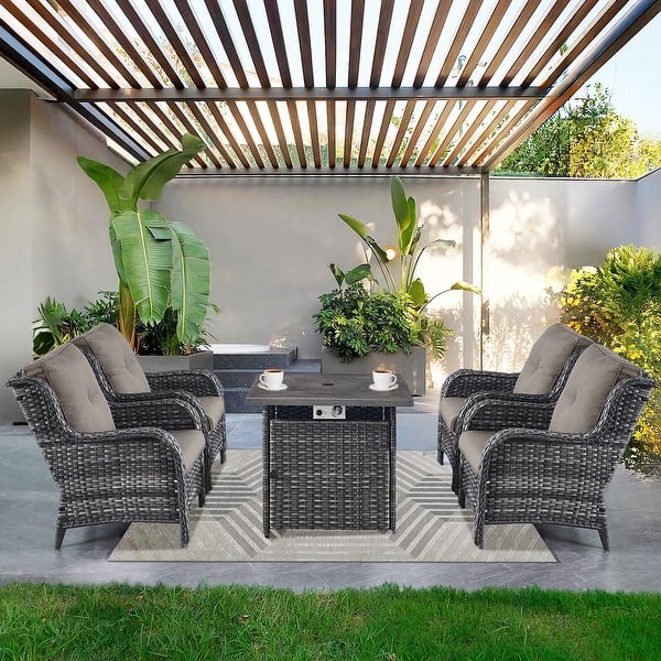 Pocassy Patio Chairs with Fire Pit Table Sets - Bed Bath & Beyond ...
