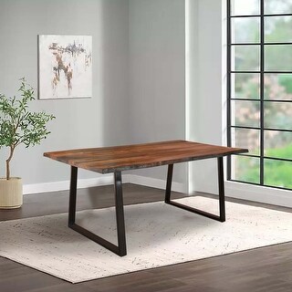 Maze 80 Inch Rectangular Dining Table, Live Edge, Iron Base, Chestnut Brown - Bed Bath & Beyond ...