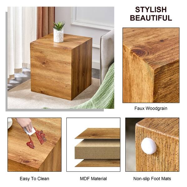 Wood Grain Coffee Table Sofa Side Table Cube Accent Display Table - Bed ...
