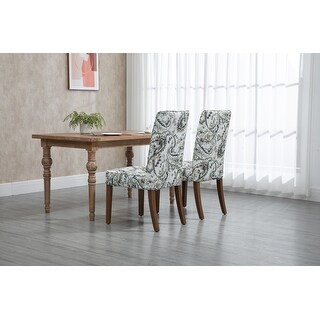 Modern Dining Chairs Set of 2 Fabric Parsons Chair with Solid Wood Legs ...