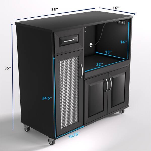 35''W Printer Stand Office Storage Cabinet With Pull-Out Tray & Built ...