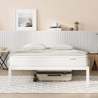 Queen Metal Platform Bed Frame with Wood Slats, Heavy Duty, No Box ...
