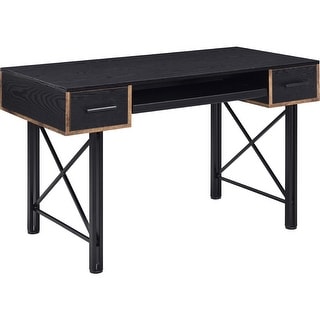 Computer Desk with 2 Drawers and Keyboard Tray, Black - Bed Bath ...
