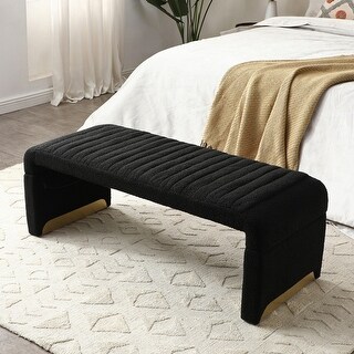 Upholstered Sherpa Fabric Ottoman Bench Footrest - Bed Bath & Beyond ...