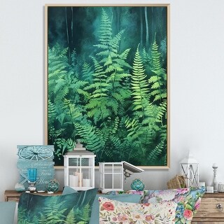 Designart "Green Fern Fonds III" Ferns Framed Canvas Art Print - Bed ...