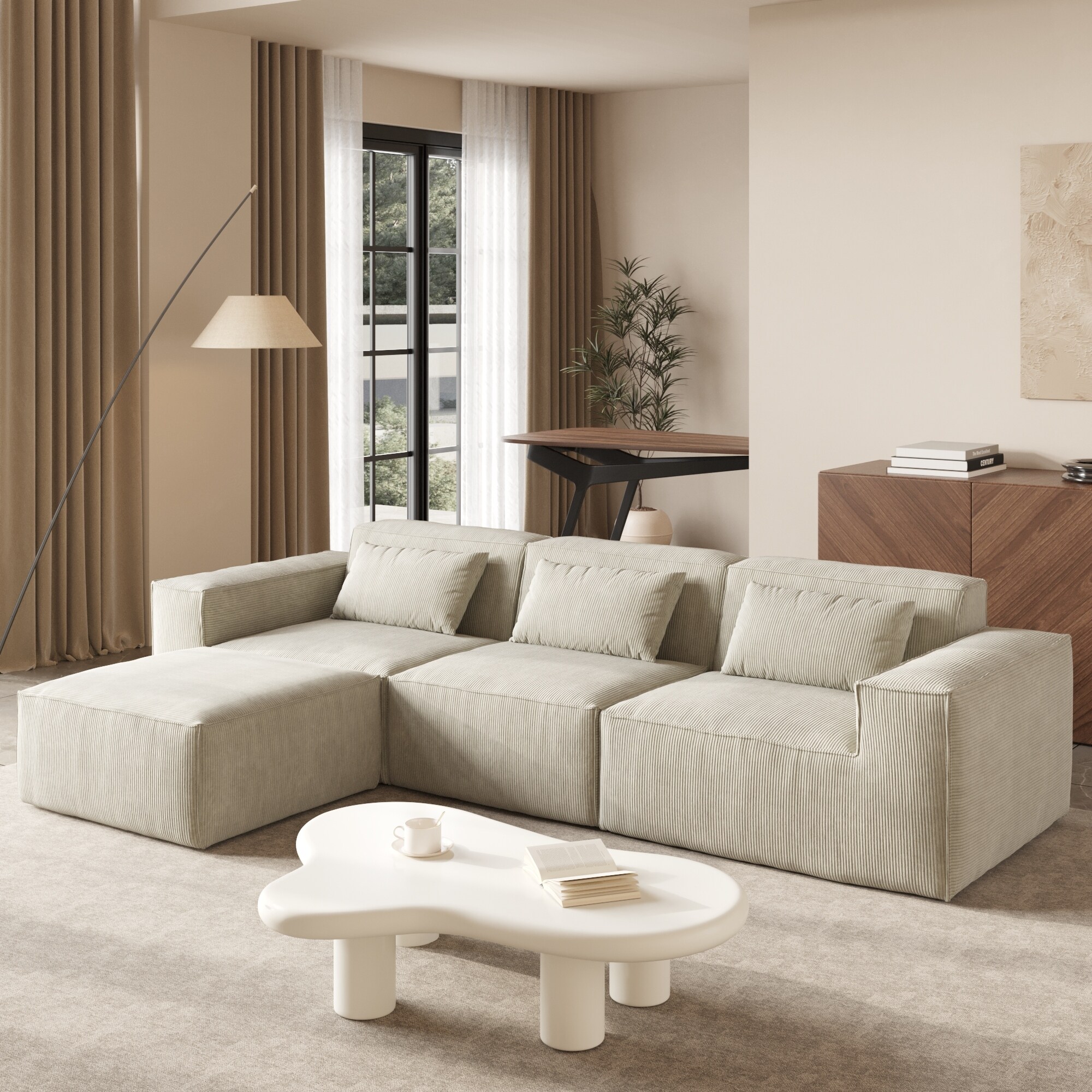 Freedom Modular Sofa L shaped Corduroy Sectional Couch
