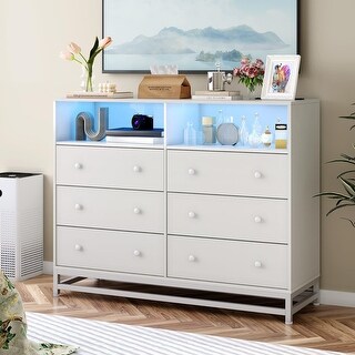 Modern 6-Drawer Dresser with LED Lights - Bed Bath & Beyond - 41169323