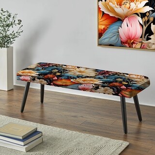 Designart - Cosmic Botany Botanical Pattern - Floral Upholstered Bench ...