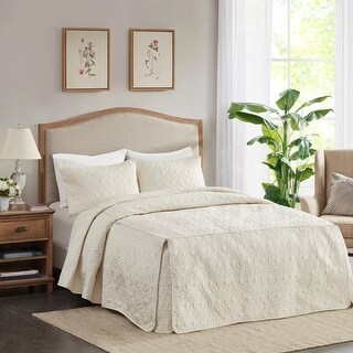 Split Corner Quilted Bedspread Classic Lightweight King Cream - Bed ...