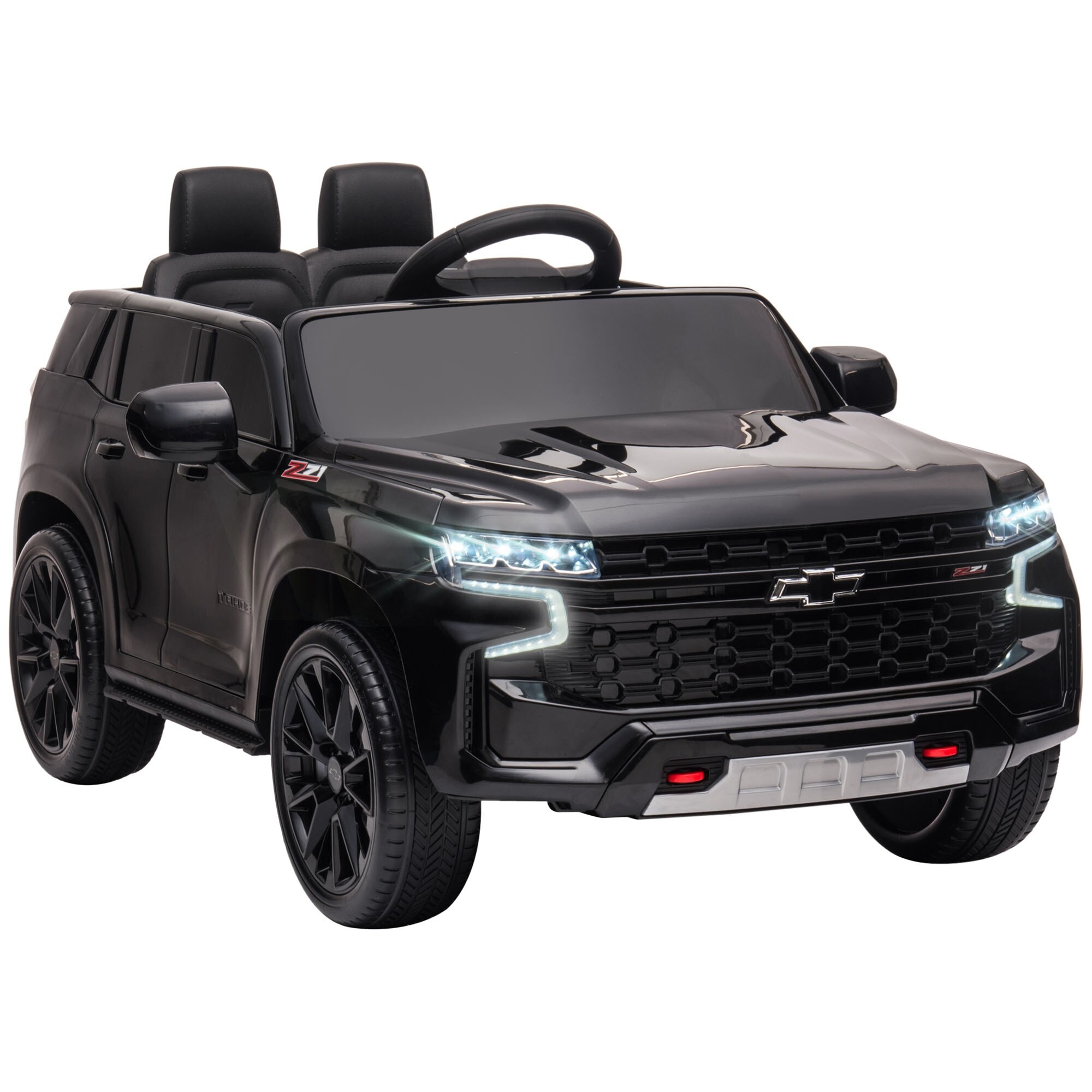 Chevrolet Tahoe Licensed Kids Ride on Car 12V Battery Powered Electric Car with Remote Control Music Lights Horn Suspension Black