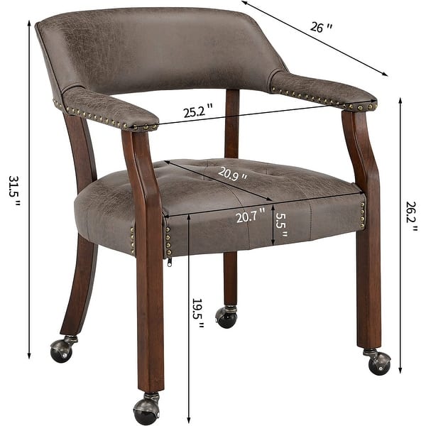 Dining Chairs with Casters Solid Wood Frame Poker Table Chairs - Bed ...