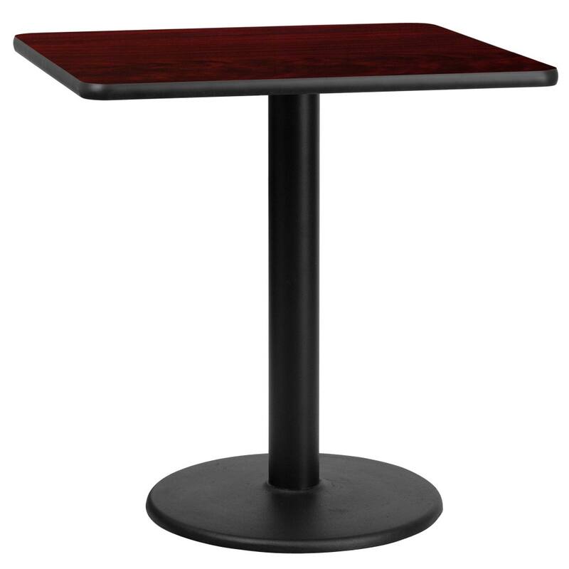 30'' Square Laminate Table Top with 18'' Round Table Height Base - 30"W ...