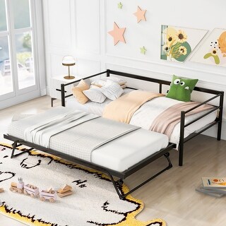 Industrial Style Metal Twin Multi-function Daybed with Adjustable Pop ...