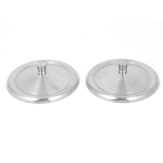8.5cm Dia Round Shape Drink Cup Mug Lid Cap Cover Silver Tone 2Pcs ...