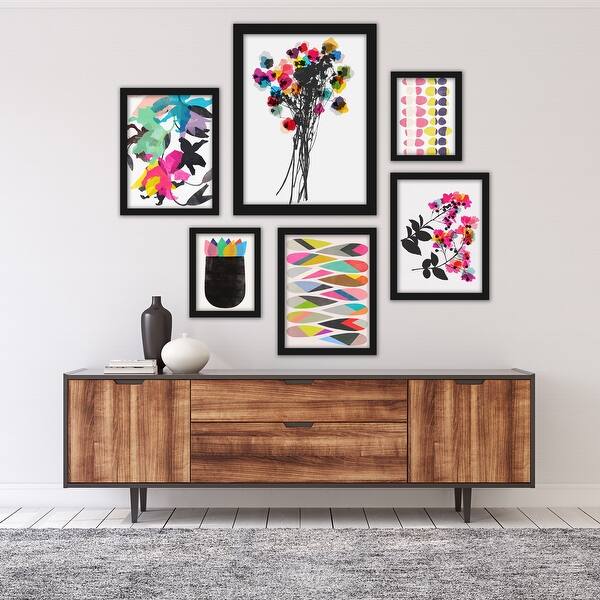 Colorful Abstract Modern Floral 6 Piece Framed Gallery Wall Art Set ...