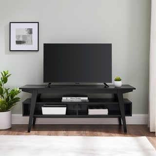 Walker Edison Contemporary Solid Wood Minimal 47-inch TV Stand - Bed ...