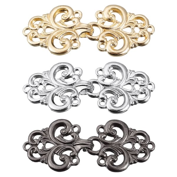 Cloak Clasp, 3 Pairs Vintage Swirl Flower Cape Clasps - Gun-black, Gold ...