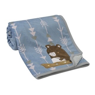 Lambs & Ivy Tippy Canoe Blue/Gray Bear in Canoe Sherpa Baby Blanket ...