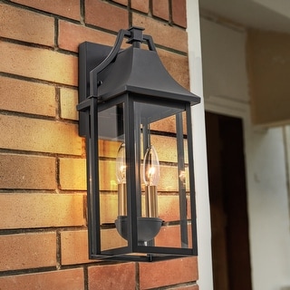 2-Light Large Outdoor Pyramid Matte Exterior Wall Lantern Sconce Light ...